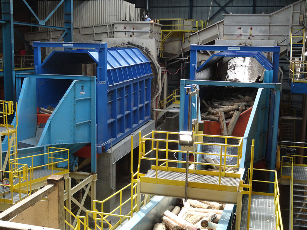 Continuous Rotary Debarker High Capacity Maximum Fiber Recovery